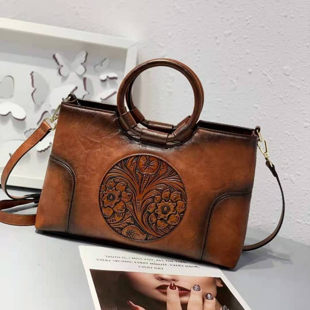 Brown THAI Design PU Leather Structured Top Handle - Luxury Women ...
